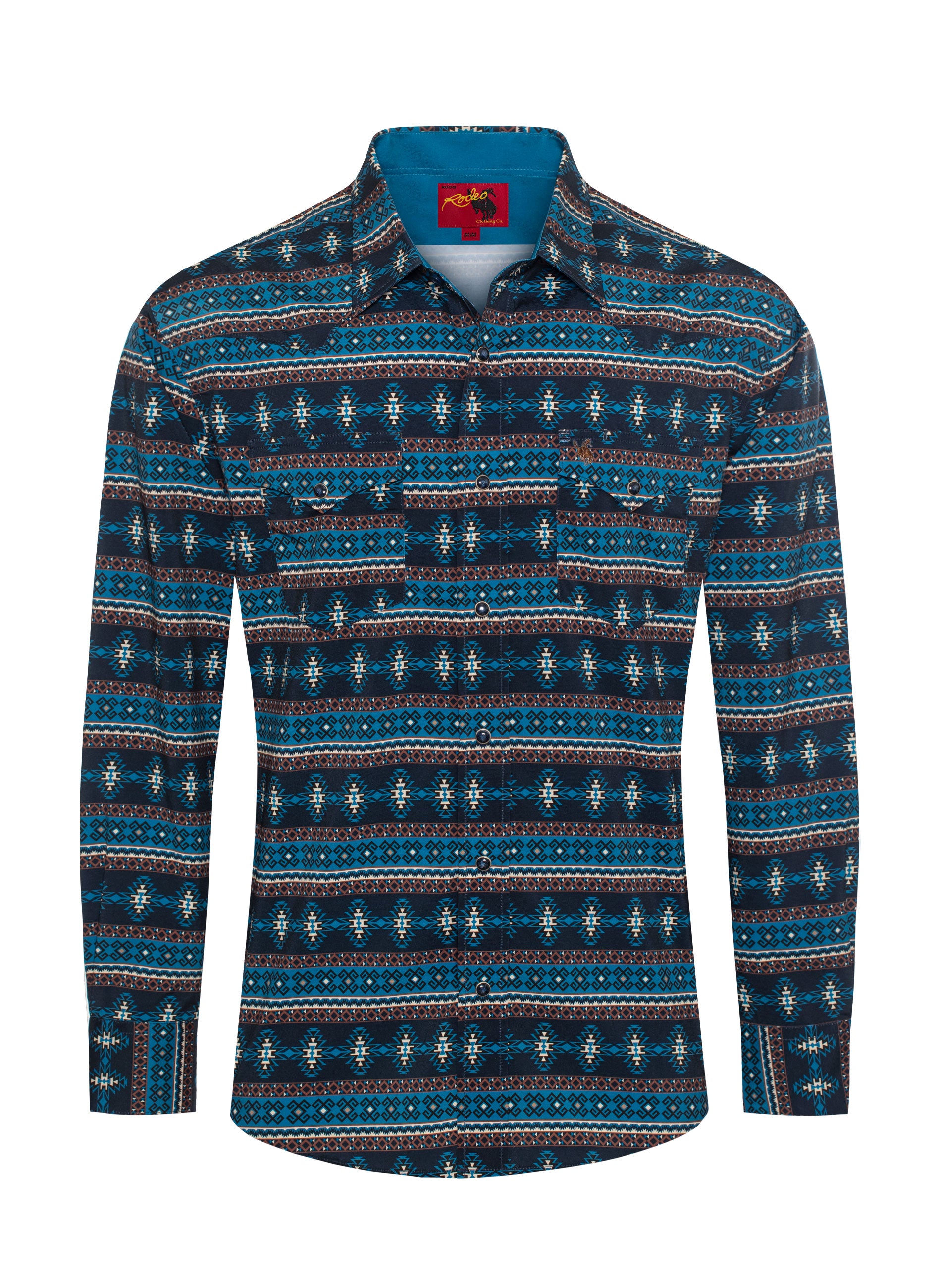 Men's Western Pearl Snap Aztec Print Shirt-MPS110L-1062
