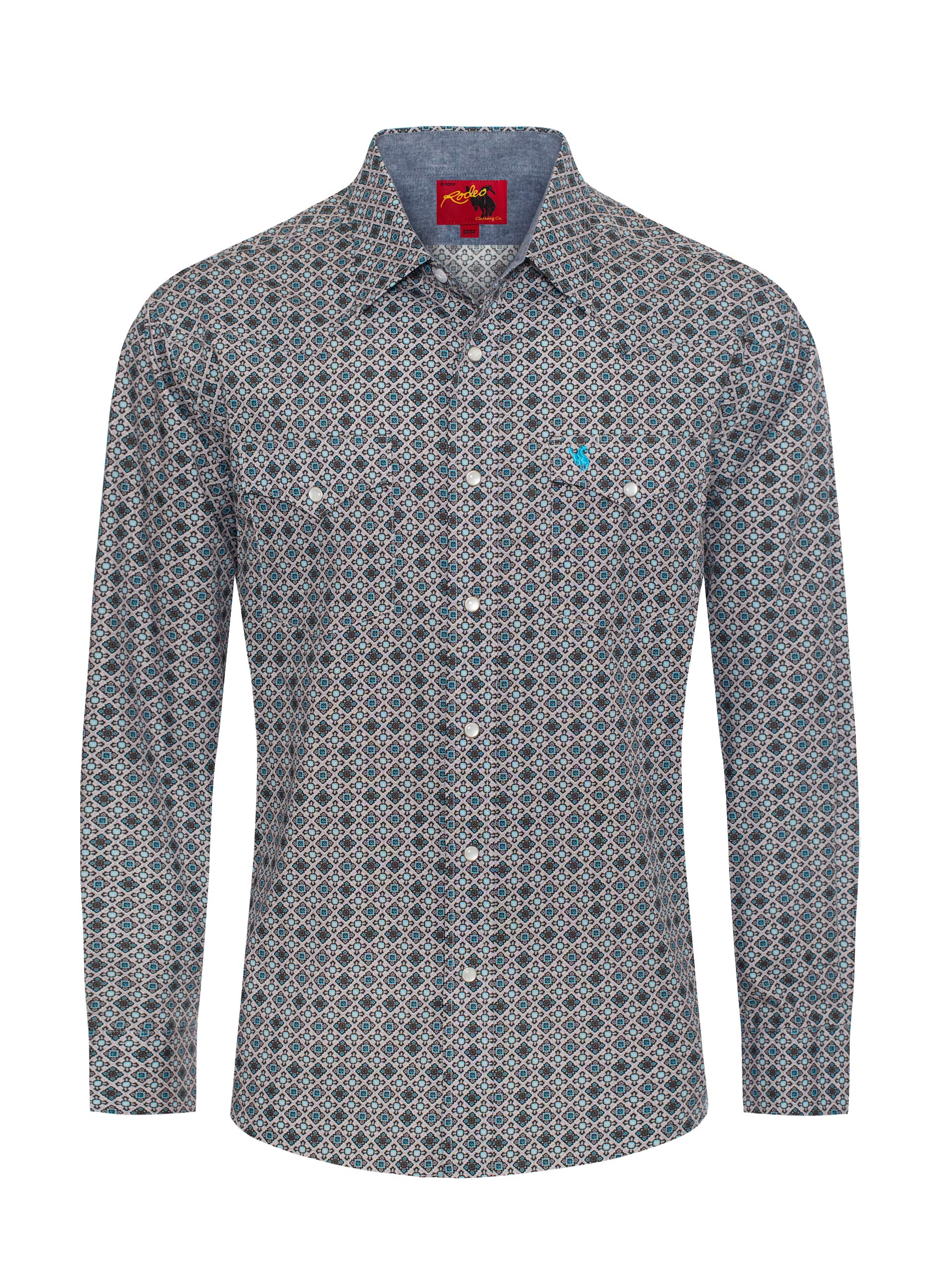 Men's Casual Long Sleeve Western Pearl Snap Button Print Shirt