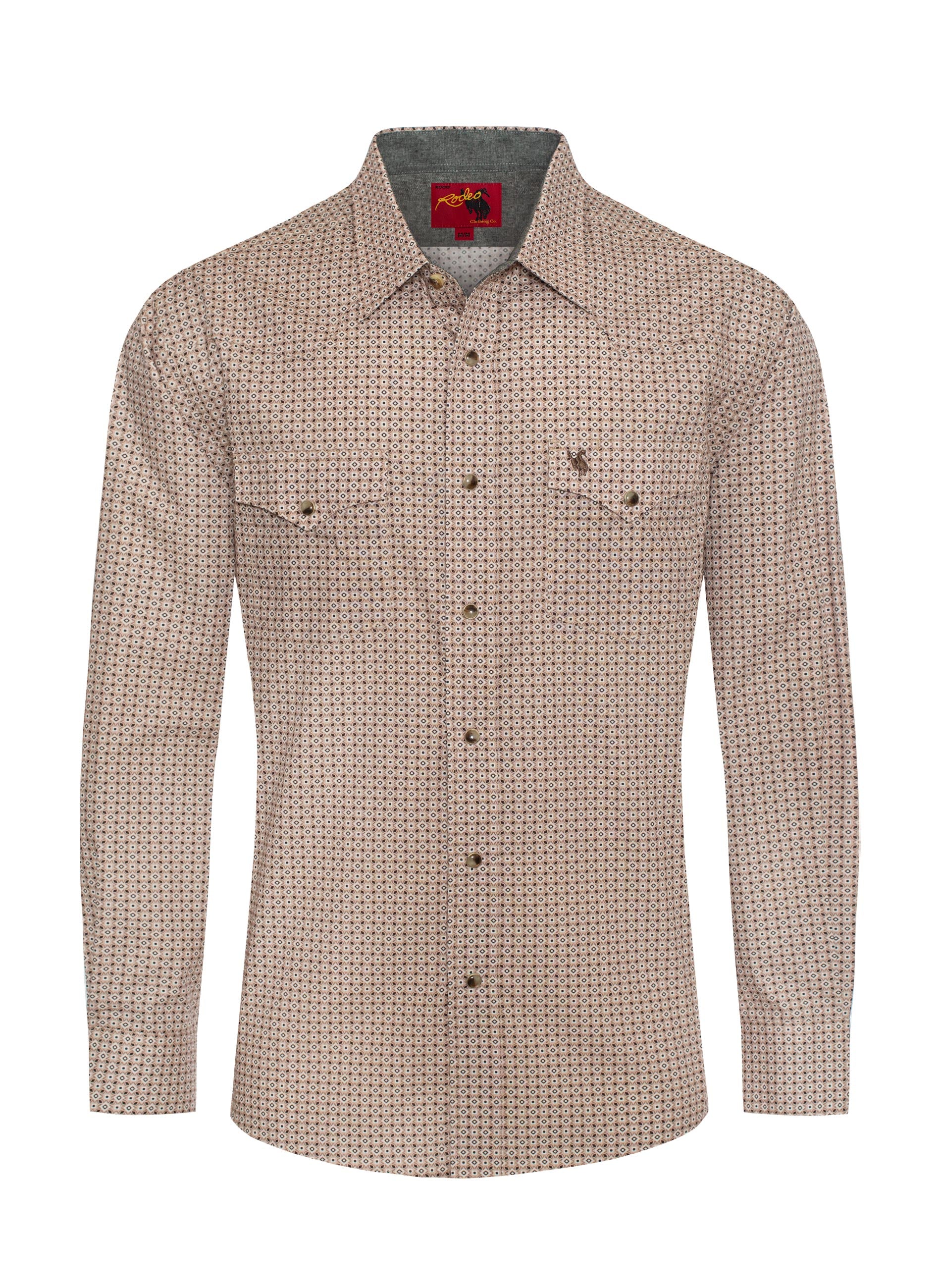 Men's Casual Long Sleeve Western Pearl Snap Button Print Shirt