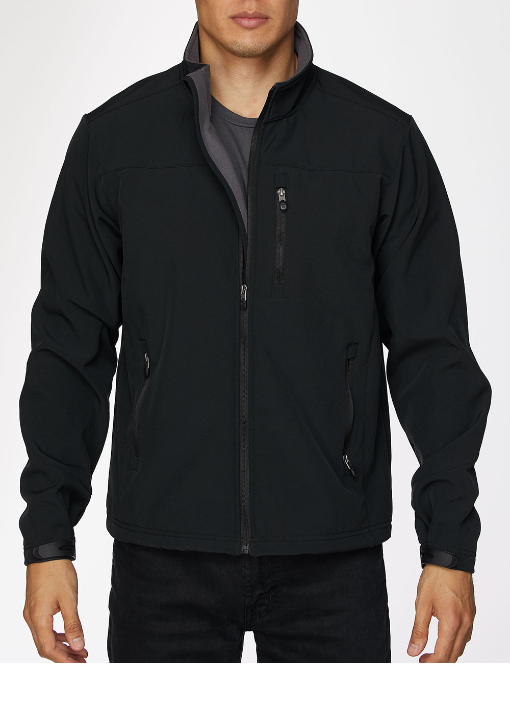 Men's Soft Shell Bonded Jacket-NJ650-Black-Grey